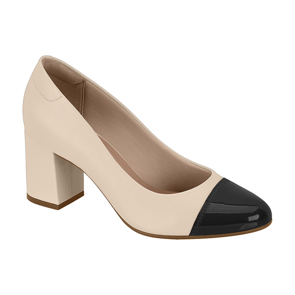 Sapato Feminino Beira Rio Basic Creme e Preto | Gaston