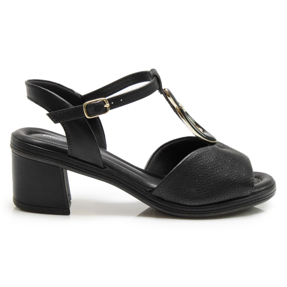 Sandália Preta Piccadilly Paola Salto Médio Feminina | Gaston