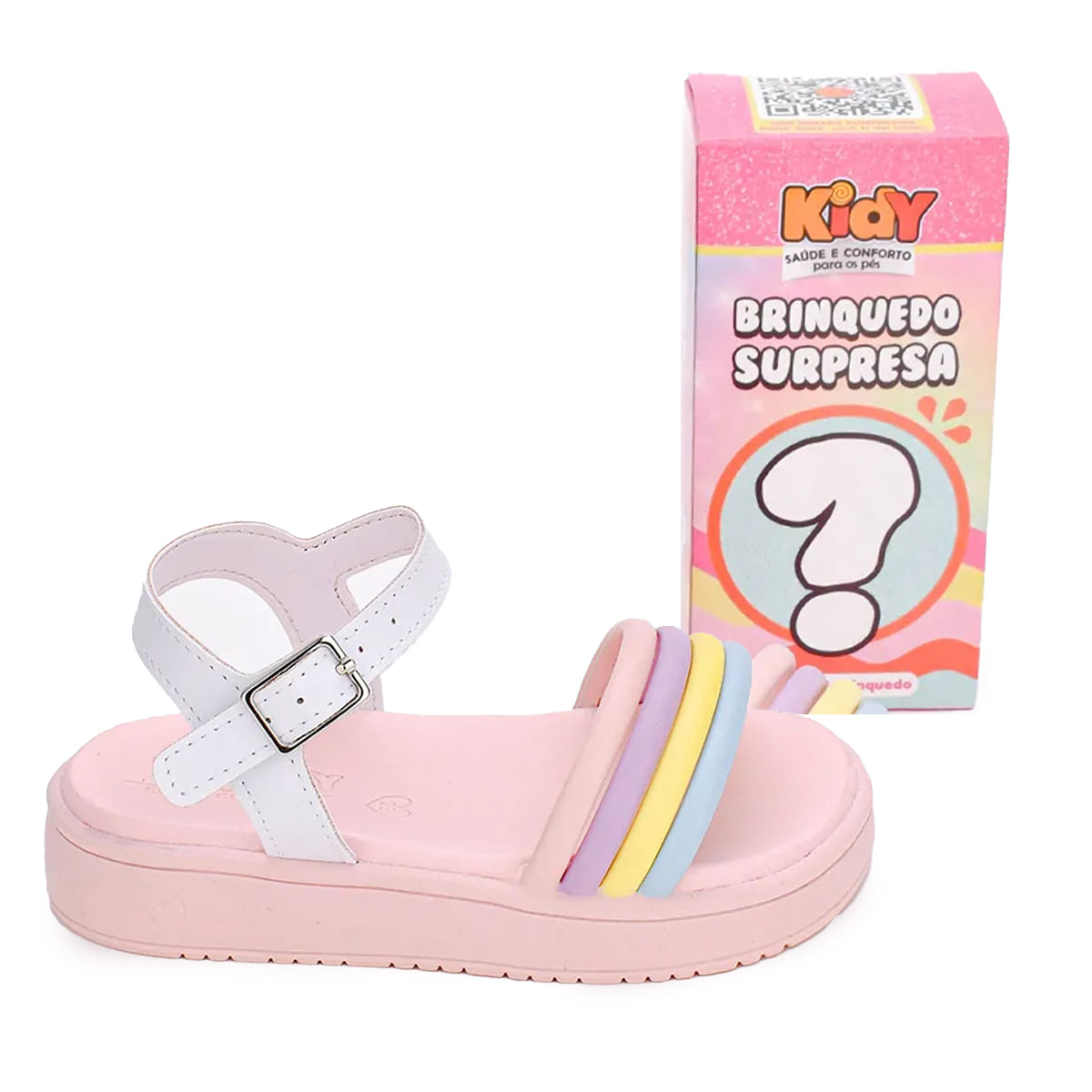 Sandália Kidy Branca Mini Flatform + Brinquedo Surpresa Infantil | Gaston