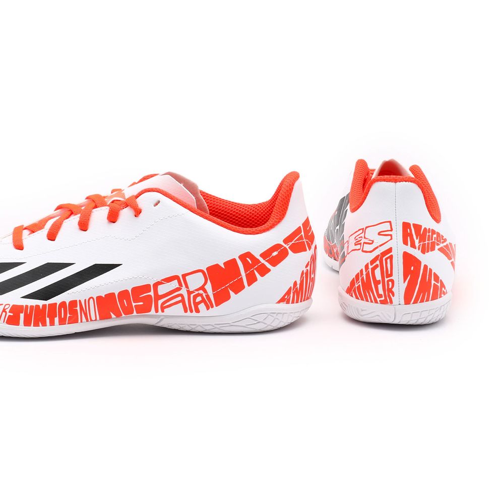 Chuteira Adidas Futsal Speedportal Messi 4 Laranja Neon e Branco ...