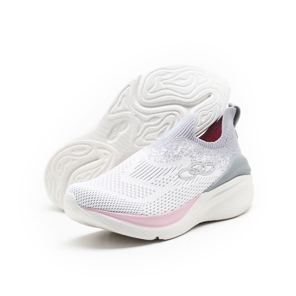 Tênis Olympikus 177G Ultraleve Malha Branco e Cinza Feminino Branco e ...